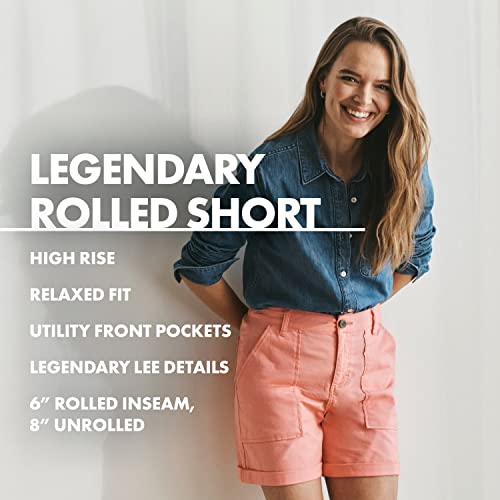 Lee Women's Legendary High Rise Relaxed Fit Rolled Short, Pioneer Beige
