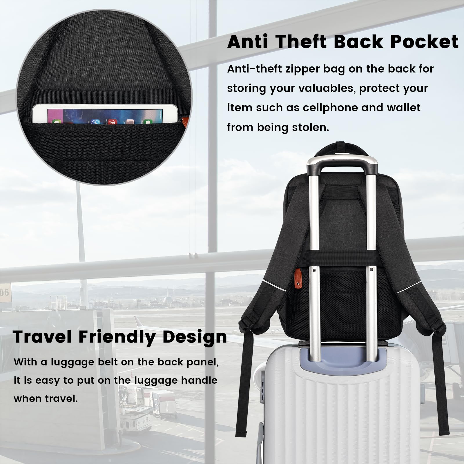 Men's Laptop Backpack, 15.6 Inch Work Backpack for Men & Women, Men's Backpack Purse with USB Charging Port, Teacher Doctor Backpack for Work, Water Resistant College Students Bookbags.