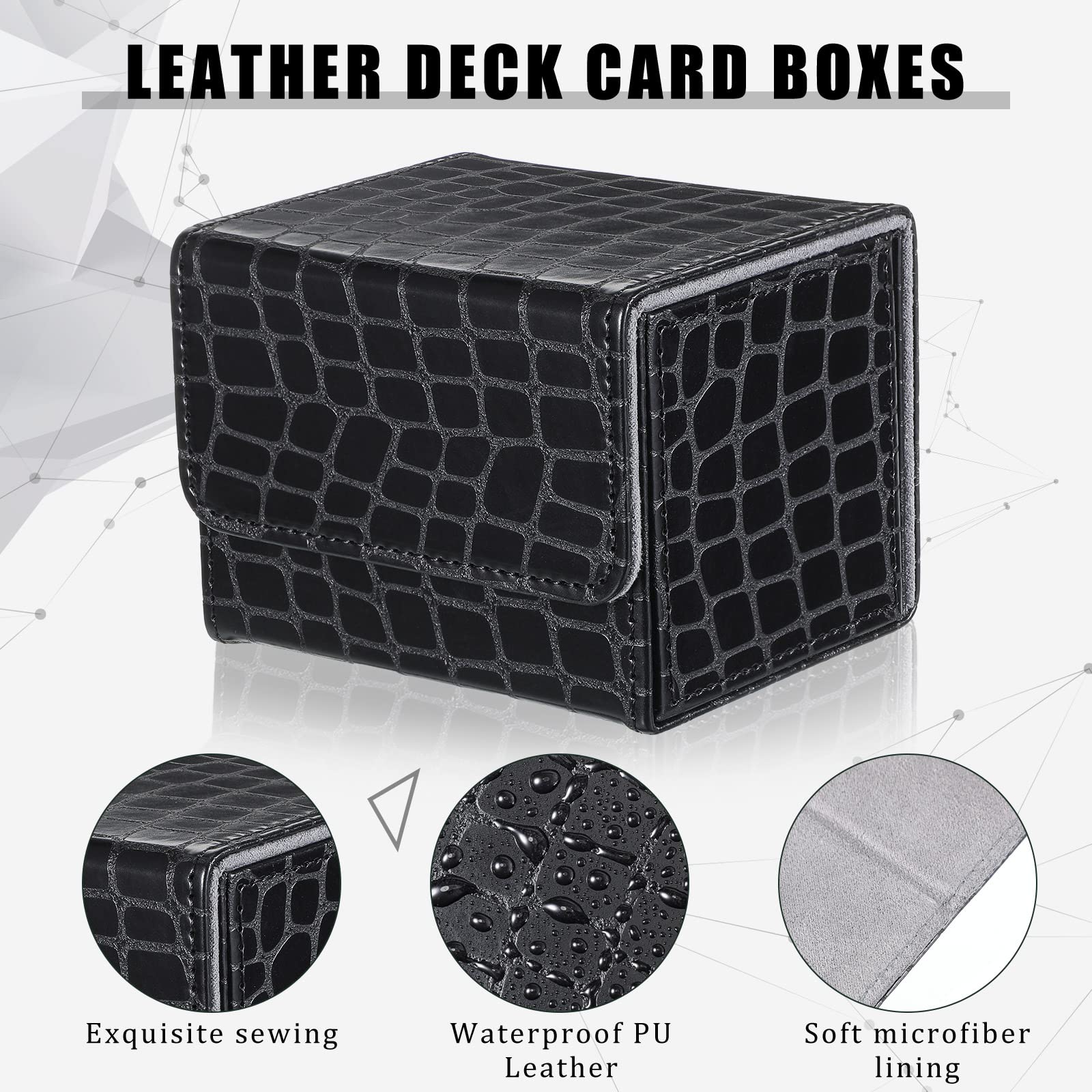 Silkfly 4 Pcs Deck Card Boxes Waterproof Pu Leather Card Protective Fit 100 Plus Sleeved Magnetic Small Playing Cards Deck Game Box Compatible with Commander/Yugioh/MTG/TCG/CCG (Classic)