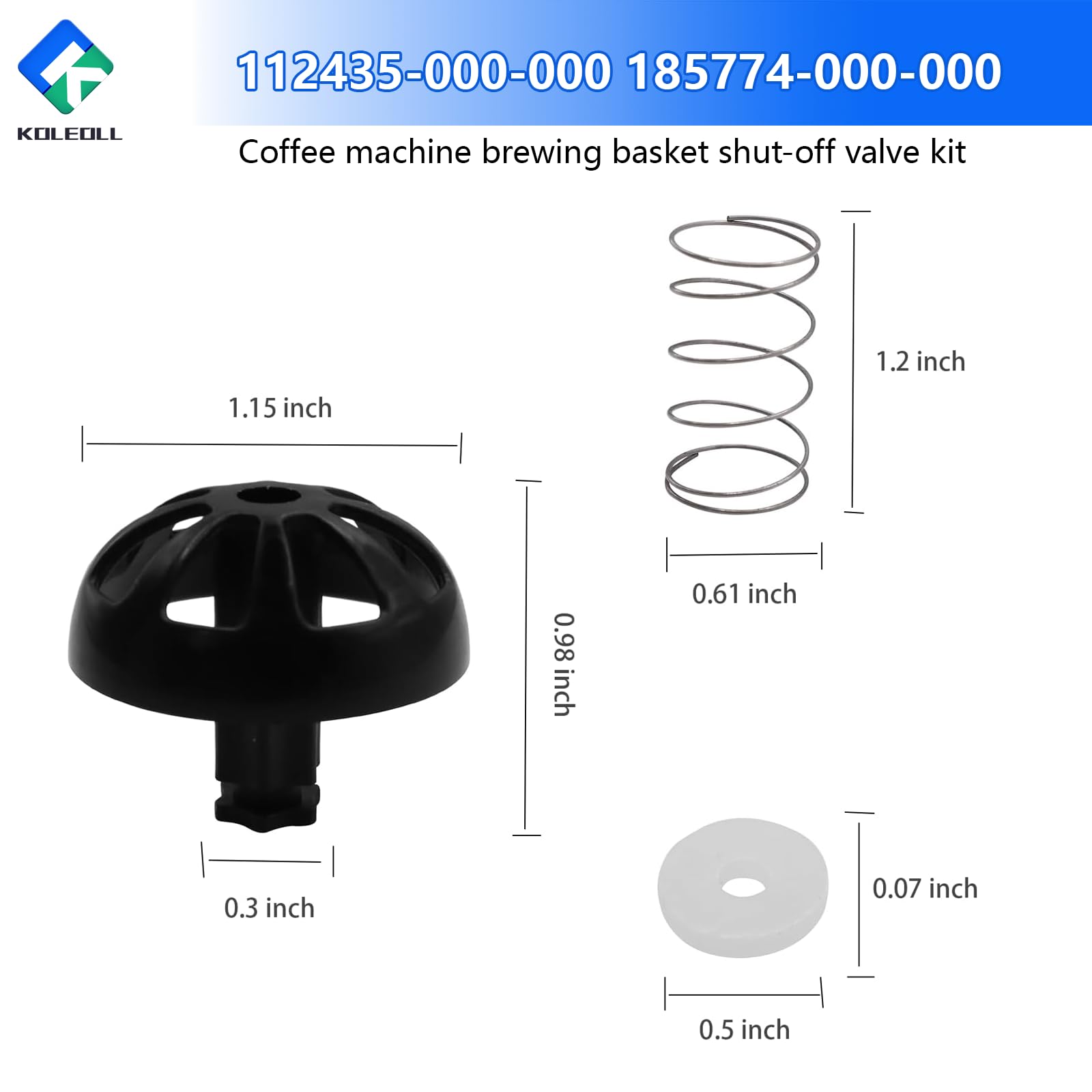 KOLEOLL 2 Pack Coffee Maker Brew Basket Stop Valve Kit 112435-000-000 185774-000-000 Compatible with Hamilton Beach Coffee Makers 990117900 990237500