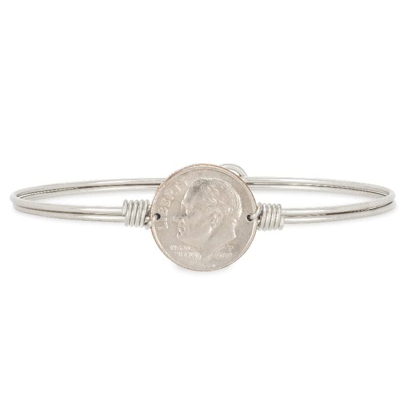 Luca + Danni Divine Dime Bangle Bracelet for Women - Silver Tone Regular Size Made in USA