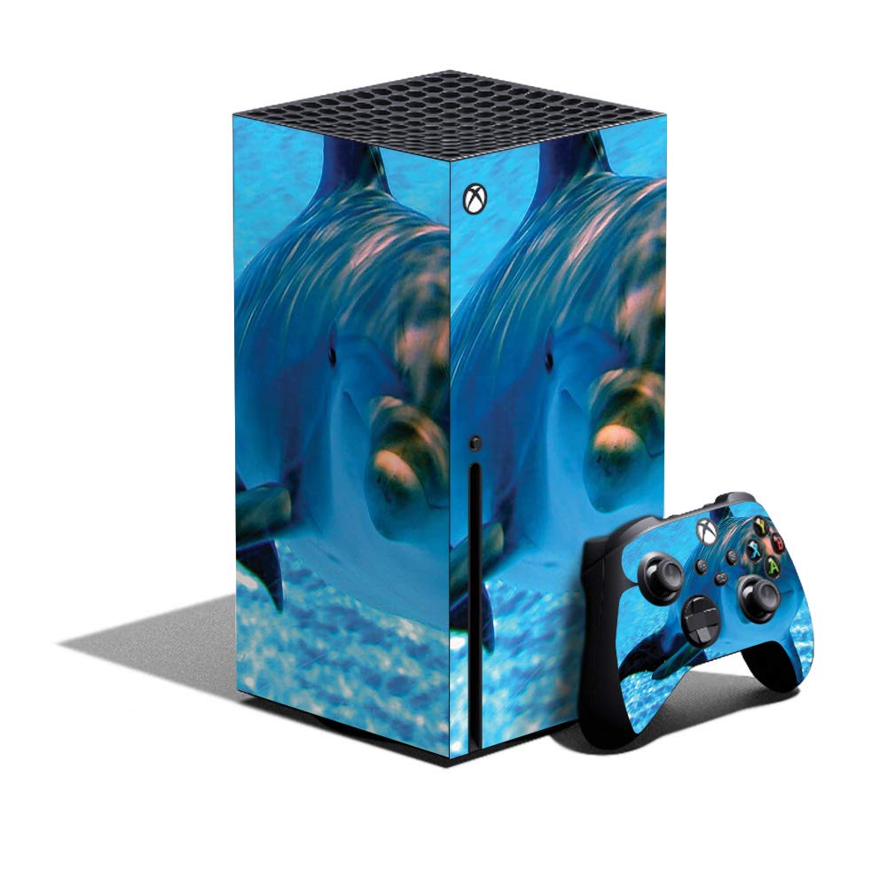 MightySkins Skin Compatible with Xbox Series X Bundle - Dolphin | Protective, Durable, and Unique Vinyl Decal wrap Cover | Easy to Apply, Remove, and Change Styles | Made in The USA