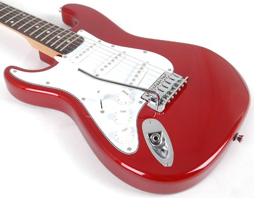 Left Handed 3/4 Size (36 inch) Beginner Electric Guitar Package with Amp, Strap & Bag SX RST 3/4 LH CAR Red