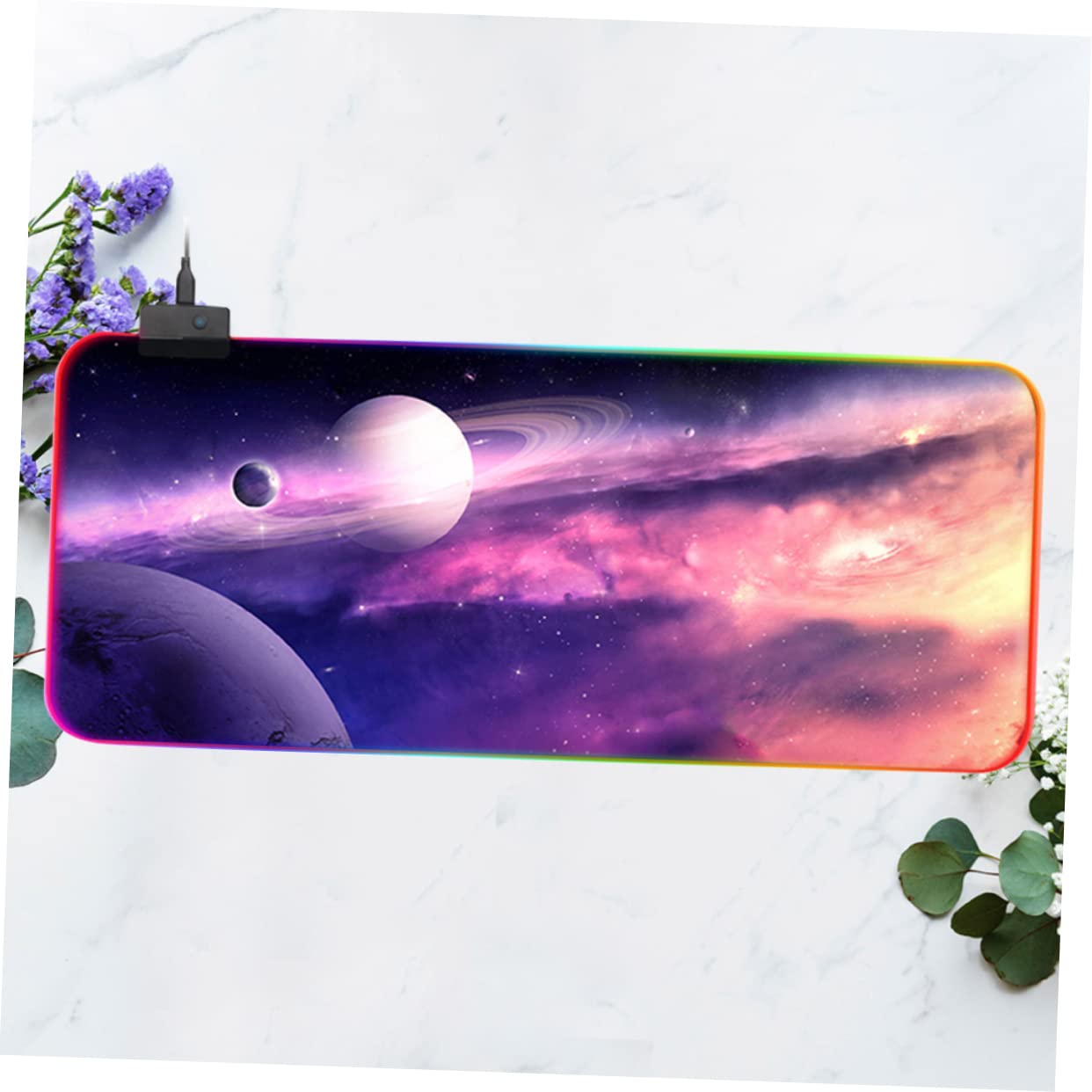 SOLUSTRE 2pcs Gamer Pad Non Slip Mat Gaming Mousepad Office Pad Planet Pattern Keyboard Pad Rubber Mat Large Big Pad Led Gaming Pad Mouse Pad for Laptop Keyboard Mat Big Cushion Notebook