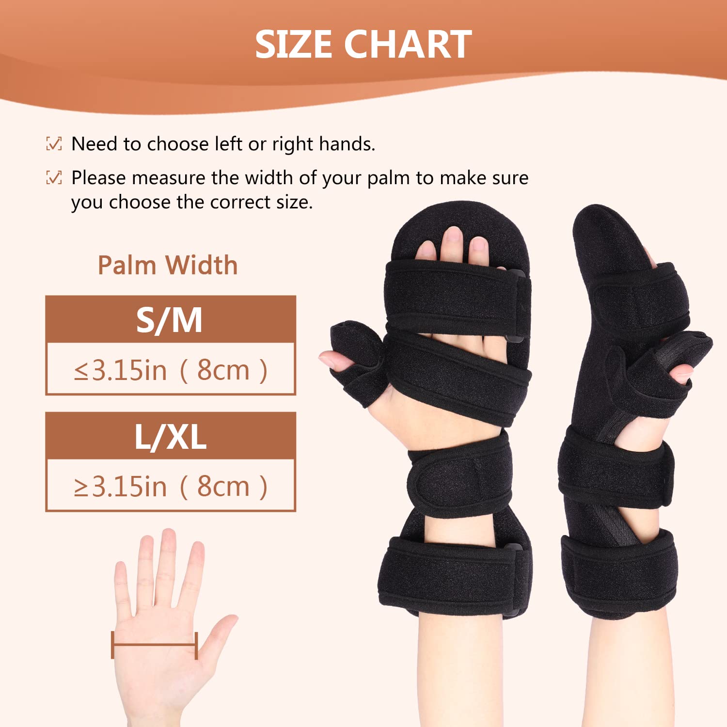 Scurnhau Resting Hand Splint, Hand Brace with Finger Support, Night Immobilizer for Finger Contractures, Broken Hand, Stroke Patients, Carpal Tunnel, Metacarpal Break, Arthritis, Muscle Atrophy
