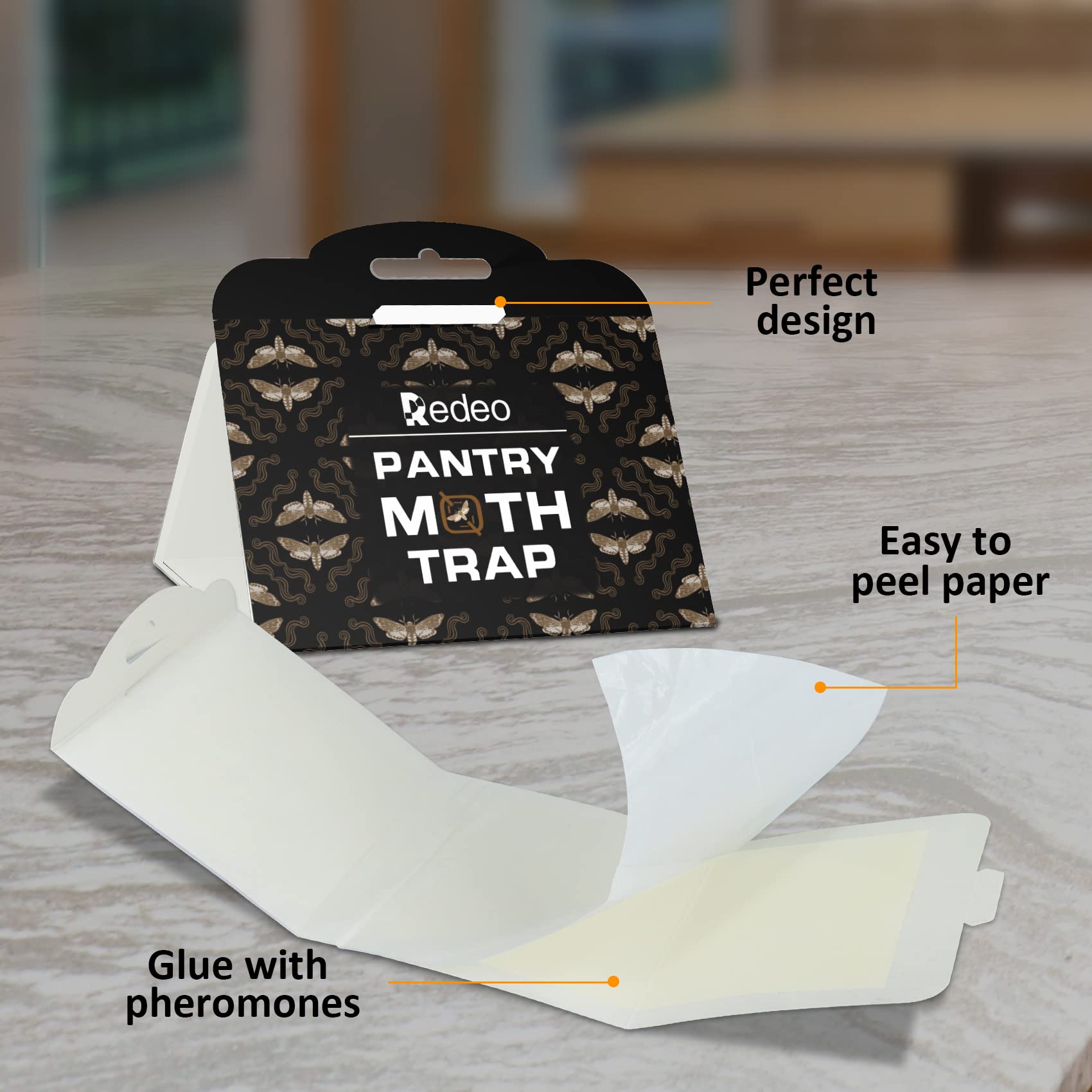 Redeo Pantry Moth Traps with Pheromones Safe and Non-Toxic Sticky Glue Trap for Food, Cupboard and Meal Moths in Your Kitchen Pantry Moth Killer with No Insecticides for House (6)