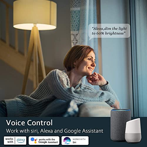 Peteme Alexa Smart Light Bulbs, RGB Color Changing WiFi Smart Bulbs That Work with Alexa, Siri, Echo, Google Home (No Hub Required), E26 A19 7W (2 Pack)