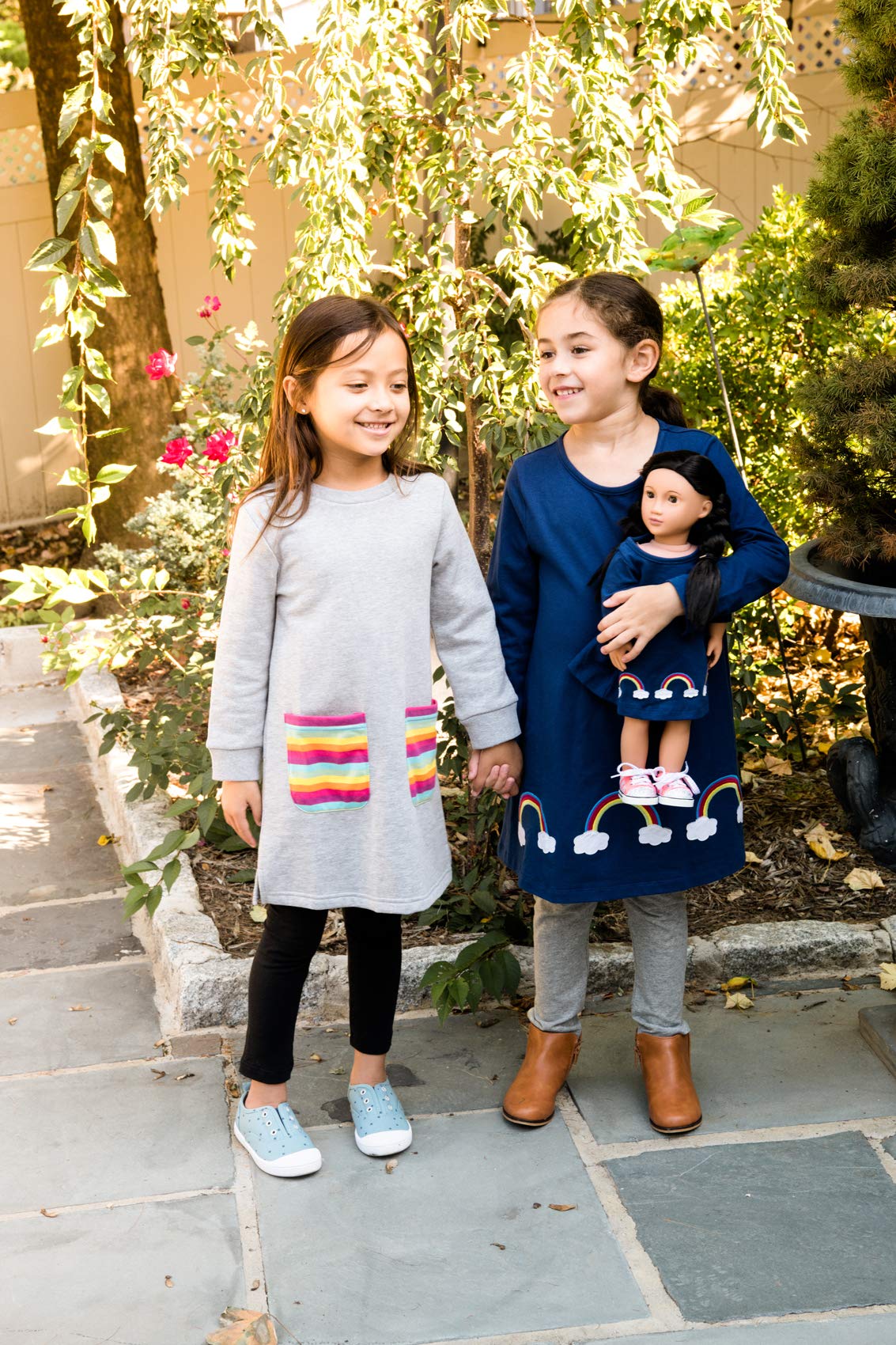 Leveret Kids & Toddler Matching Doll & Girls Dress 100% Cotton Rainbow (Size 6 Years)