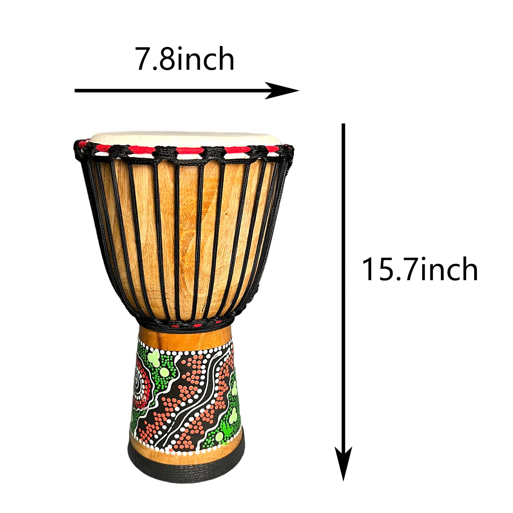 RUOSWTE 8-inch Djembe Drum,Djembe,Percussion Music Bongo, West African Style( Log painting)