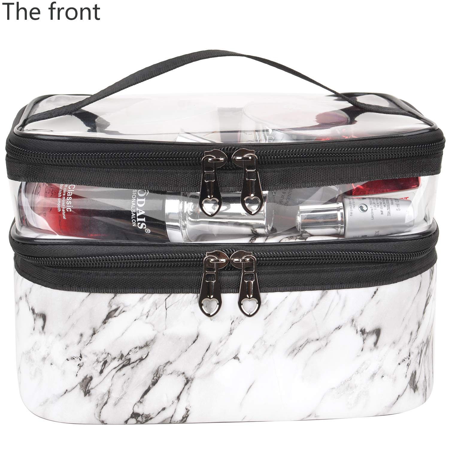 MKPCW Makeup Bag Double layer Travel Cosmetic Case Make up Organizer Toiletry Bag (Pink)
