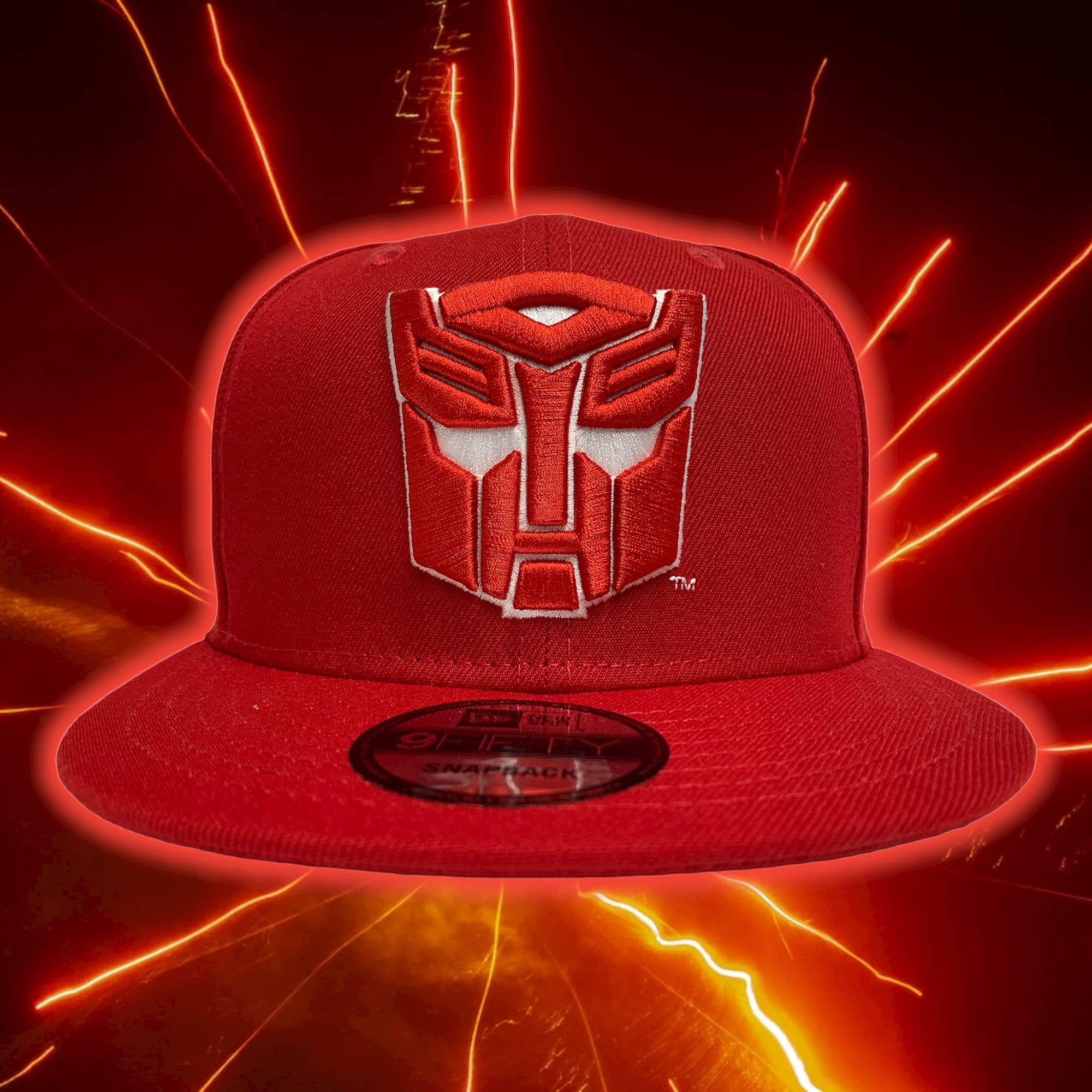 New Era 9FIFTY Transformers Autobot Logo Symbol 80's Cartoon Snapback Hat Cap Red