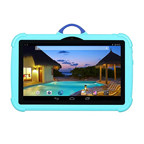 mewmewcat Tablet, Q8 7 inch Kids Tablet IPS Screen 1024 * 600 Resolution 1GB+8GB Memory Android 6.0 Support WiFi/BT Connection Blue US Plug