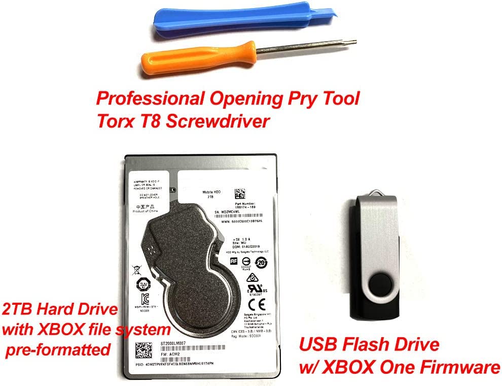 MaxDigitalData Gaming HDD Upgrade kit with 2TB 128MB Cache SATA 6Gbps 2.5inch Internal Gaming Hard Drive (Pre-Formatted for Xbox One S & Firmware Installed)