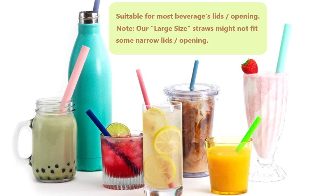 Reusable Travel Straws Openable Easy Clean NO BRUSH NEEDED (4 Small + 4 Large + 1 Pouch) Dishwasher Safe (2 Wide Sizes) for Thick Smoothie, Milkshakes, Coffee, Soda, Juice (Random Colors)