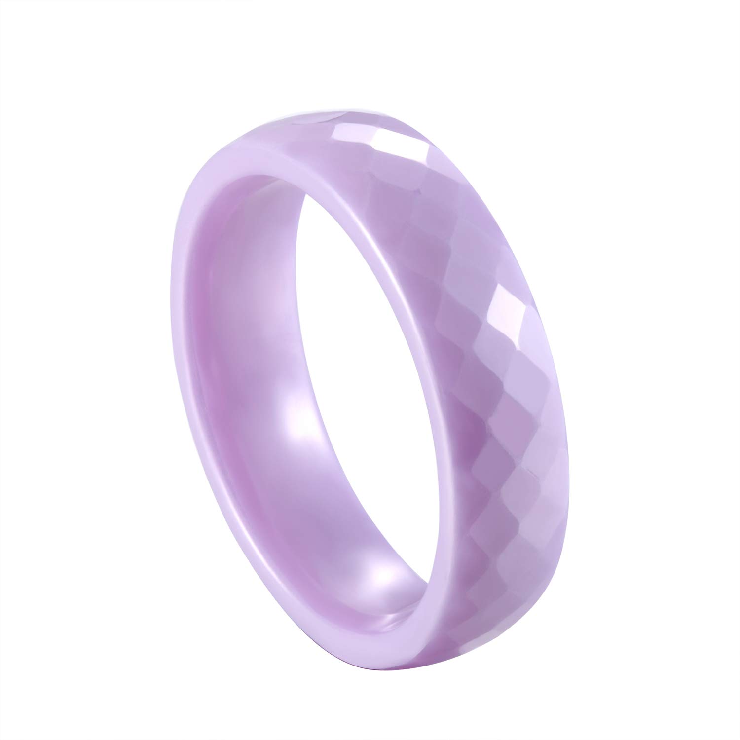 Milo Bruno - 6MM Unisex Honeycomb Faceted Diamond Cut Ceramic Ring (Purple) - 8
