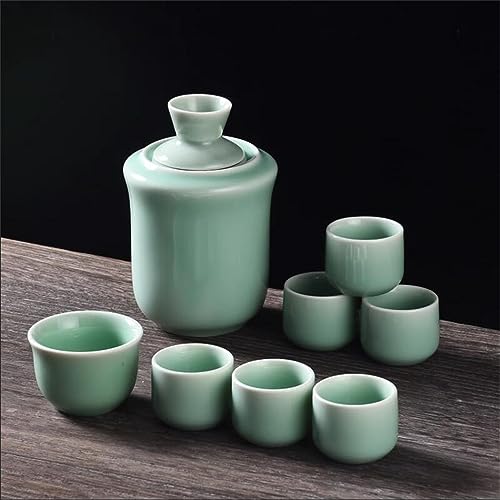 MMLLZEL Yellow Wine White Wine Glass Hot Warm Wine Pot Warm Wine Ware Household Ceramic Chinese Antique Wine Set