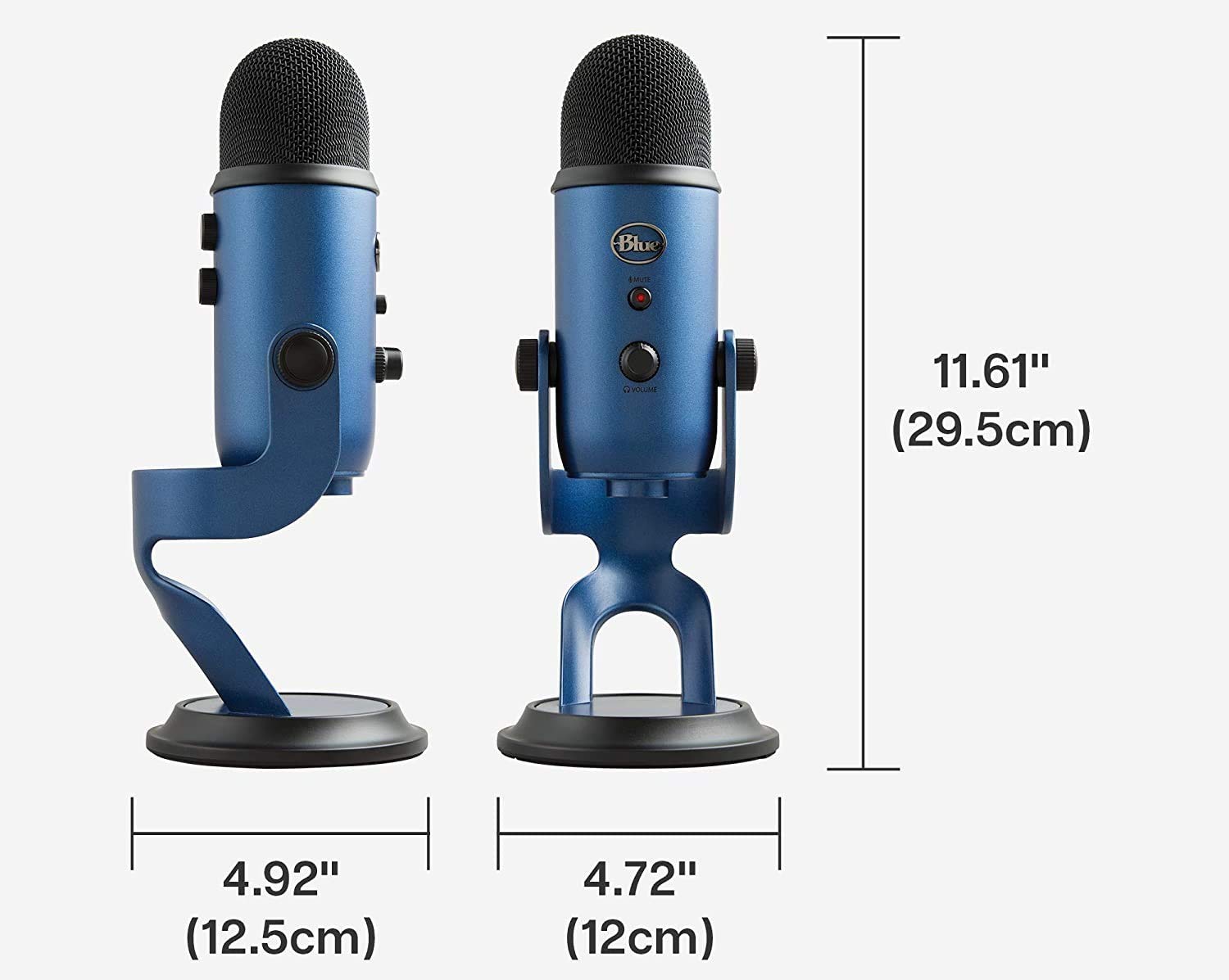 Newest Blue Yeti USB Microphone with 4 Pickup Patterns, 3 Condenser Capsules, Mic Gain Control, Adjustable Stand for Gaming, Streaming, Podcasting on PC/Mac, Midnight Blue with GalliumPi Accessories