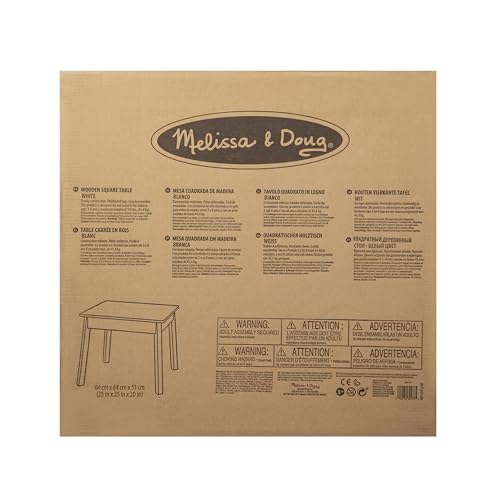 Melissa & Doug Wooden Square Table (White) - Kids Table, Children's Furniture, Play Table for Kids Crafts, Kids Activity Table