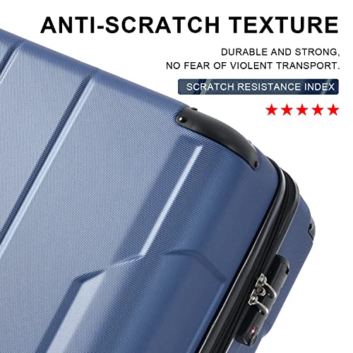 Merax Hardside Luggage Sets 3 Piece Luggage Set Carry On Expandable Luggage with TSA Lock Spinner Wheels for Men Women (Blue)