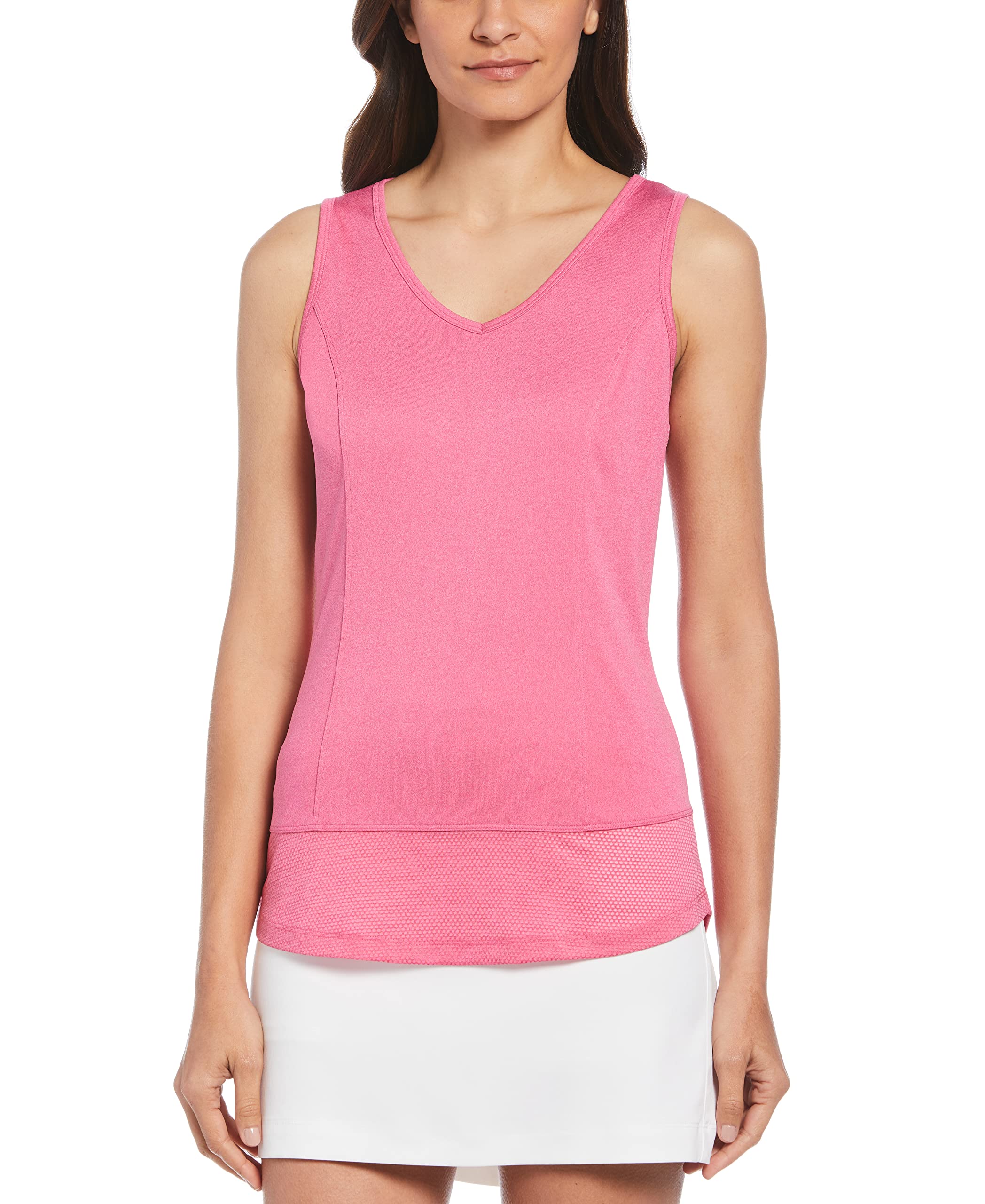 PGA TOUR Women's Solid Golf Tank Top with Mesh Panel, Beetroot Pur HTR, Small