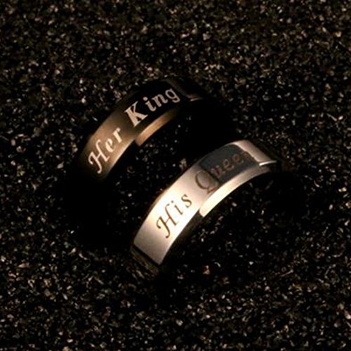 Little Chair Her King His Queen Titanium Stainless Steel Couples Finger Ring (His Queen, 7)