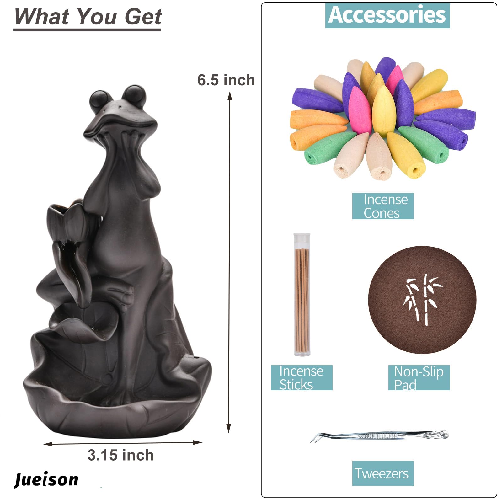Jueison Backflow Incense Burner Incense Waterfall Burner Cute Pigs Deocr Ashtray Ash Catcher Incense Holder with 20 Incense Cones +30 Incense Sticks +1 Mat +1 Tweezer (Fruit)