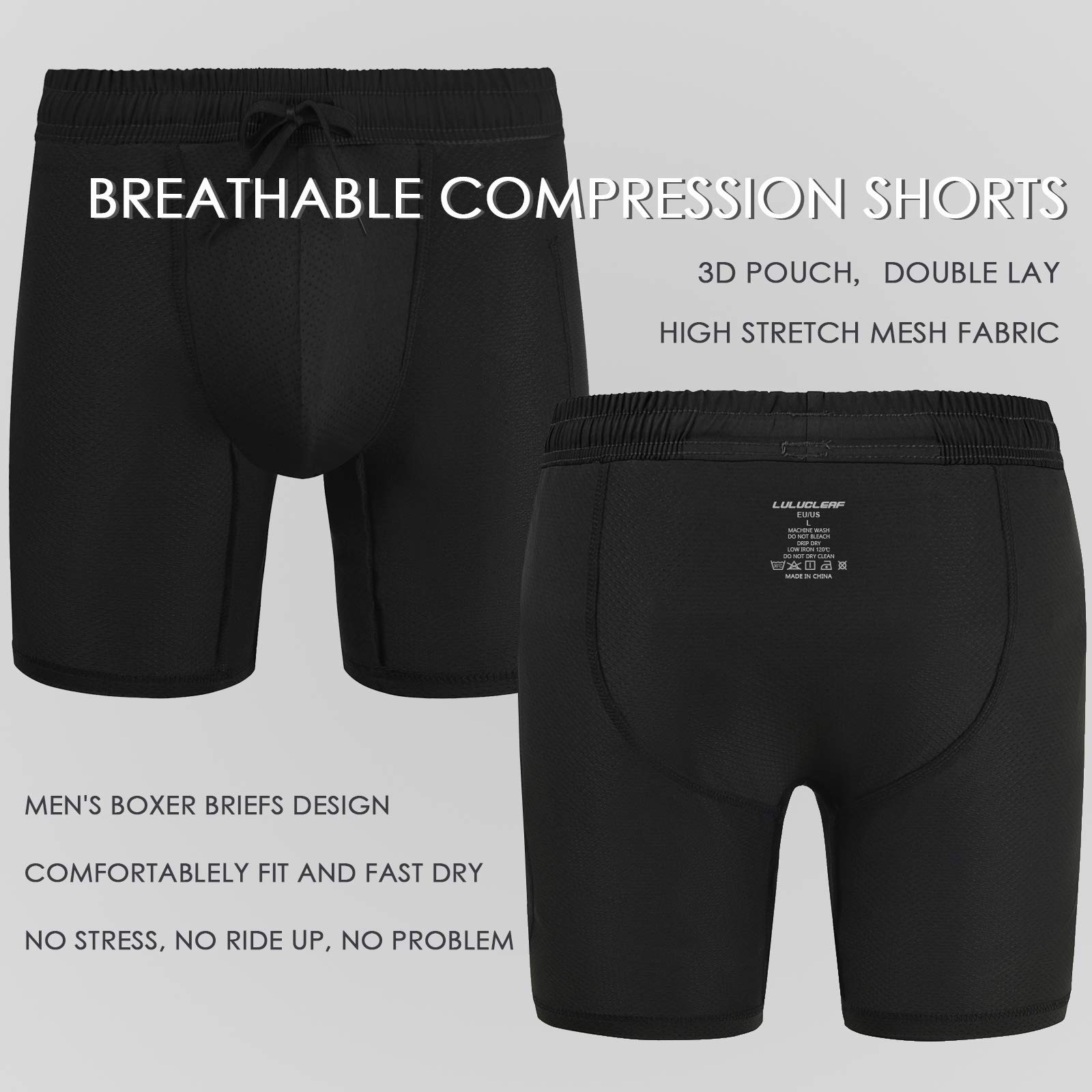 Lulucleaf Running Shorts for Men with Liner Mens 2 in 1 Workout Athletic Yoga Shorts (Black, M)