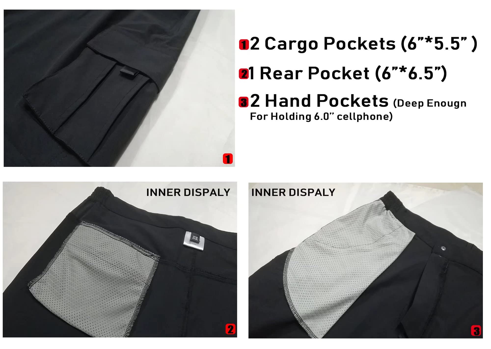 MAGCOMSEN Quick Dry Pants Men Hiking Pants Convertible Pants Work Pants for Men Fishing Pants Cargo Pants Summer Camping Pants Black