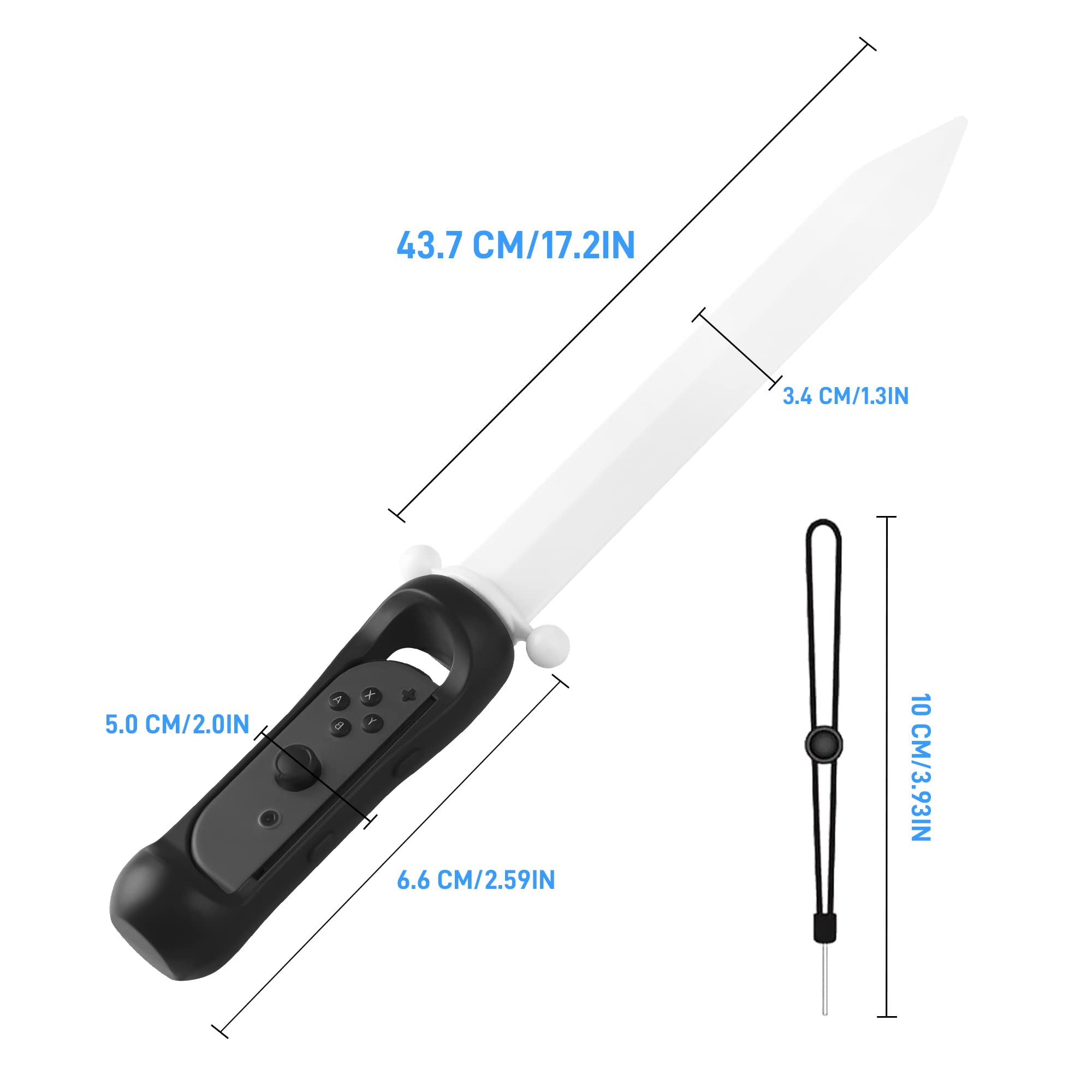 RHOTALL Game Sword for The Legend of Zelda: Skyward Sword HD Compatible with Nintendo Switch and Switch OLED Right Joycon Controller, Game Accessories Handle Grip with LED Design - Black