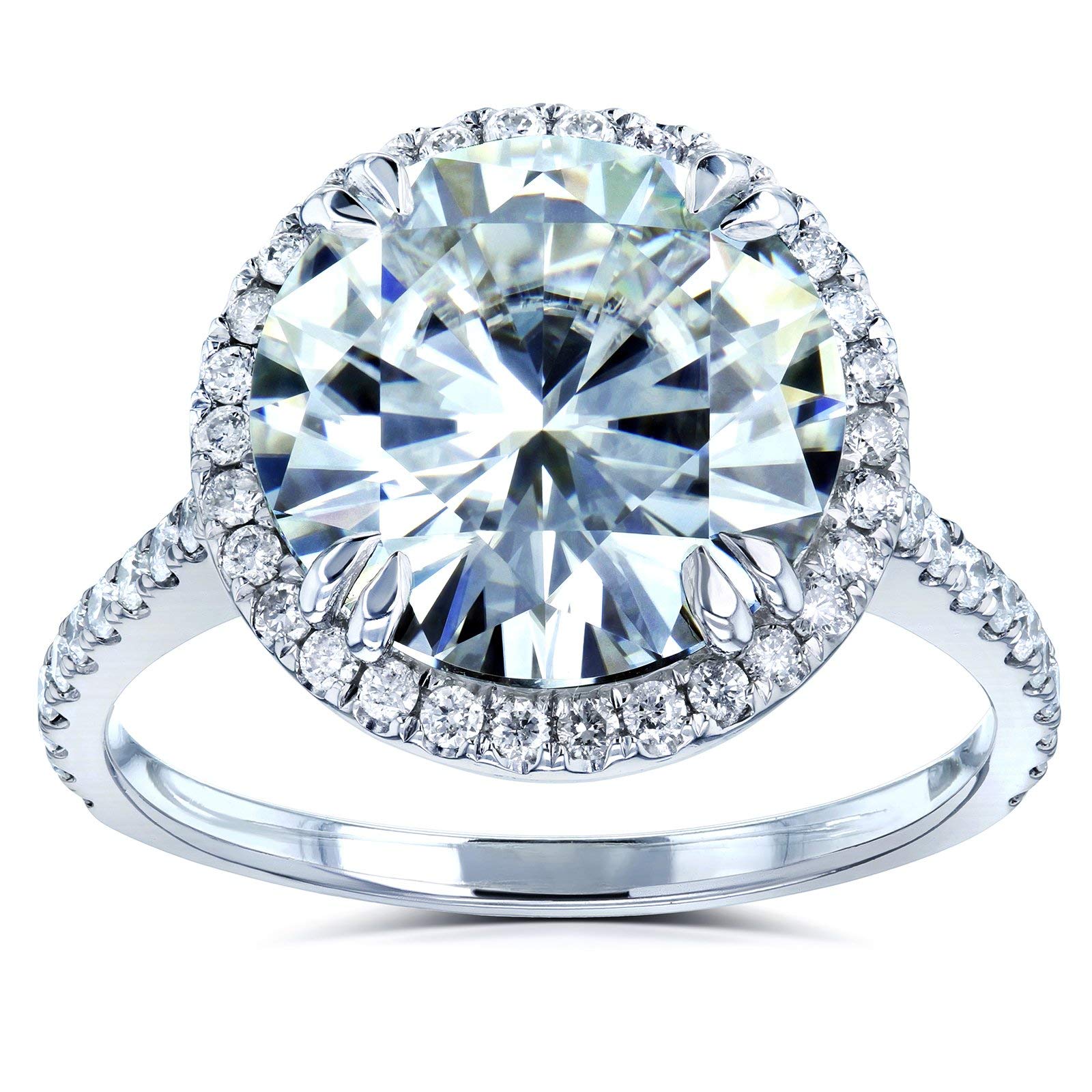 Kobelli Moissanite Halo Engagement Ring 5 1/5 CTW in 14k White Gold, Size 9, White Gold
