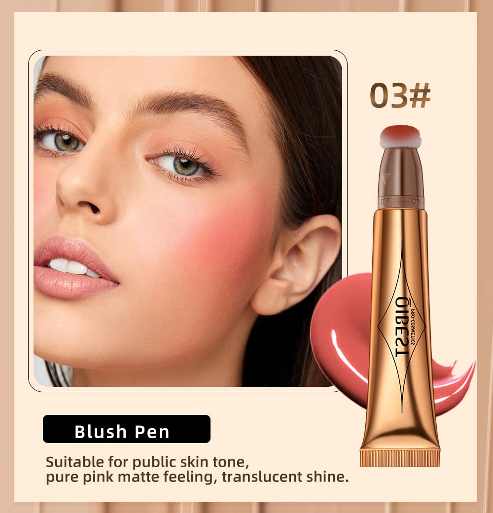 URQT Cream Bronzer Contour Beauty Wand, Highlighter Blush With Cushion Applicator, Liquid Face Makeup Wand Lightweight Natural Super Silky Stick Light (4# Highlight Pearl White)