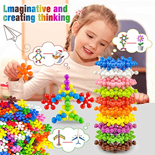 Singking 400 Pcs Building Blocks Stem Toys,Snowflake Building Blocks Set,Educational Building Interlocking Solid Plastic Toys for Preschool Kids Boys & Girls Aged 3+