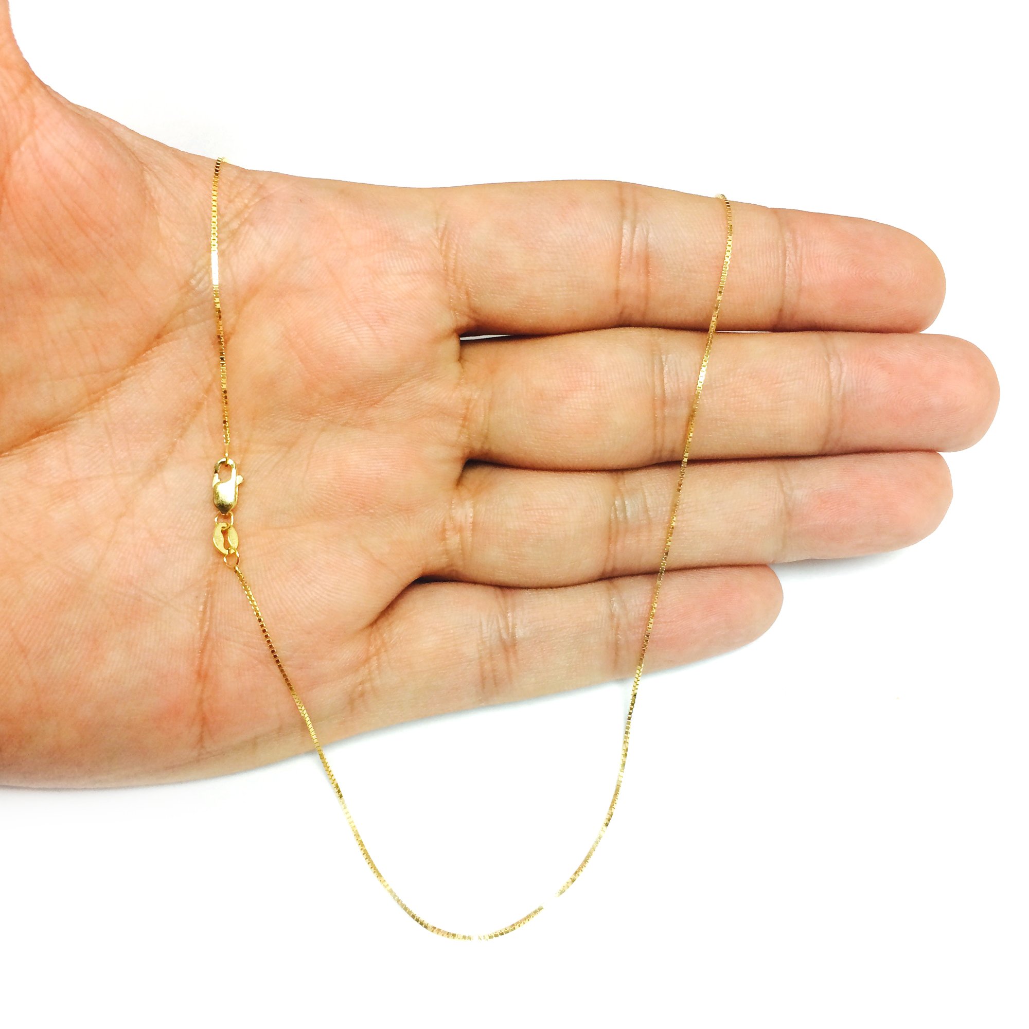 Jewelry Affairs 14k Yellow Real Solid Gold Mirror Box Chain Necklace, 0.7mm, 20"