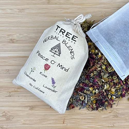 Peace O' Mind Herbal Blend - Chamomile, Red Rose Petals, Lavender | Natural Caffeine Free Tea & Smoke Blend by Tree Fifty Four | 30 Cups