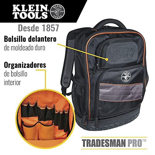 Klein Tools 55456BPL Laptop Backpack / Tool Bag, Water Resistant Technician Backpack, Padded for 1-Inch Thick Laptop or Tablet, 25 Pockets