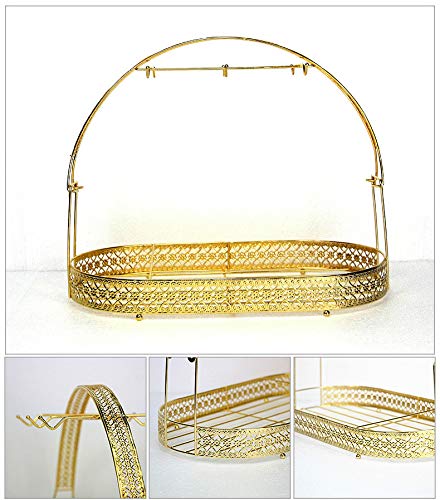 Piscepio Mug Holder Coffee Mug Rack Coffee Cup Holder Stand Dishes Organizer Wrought Iron Mug Drainer Storage Drying Rack for Counter Cabinet Table Kitchen Restaurant Office (Gold A)