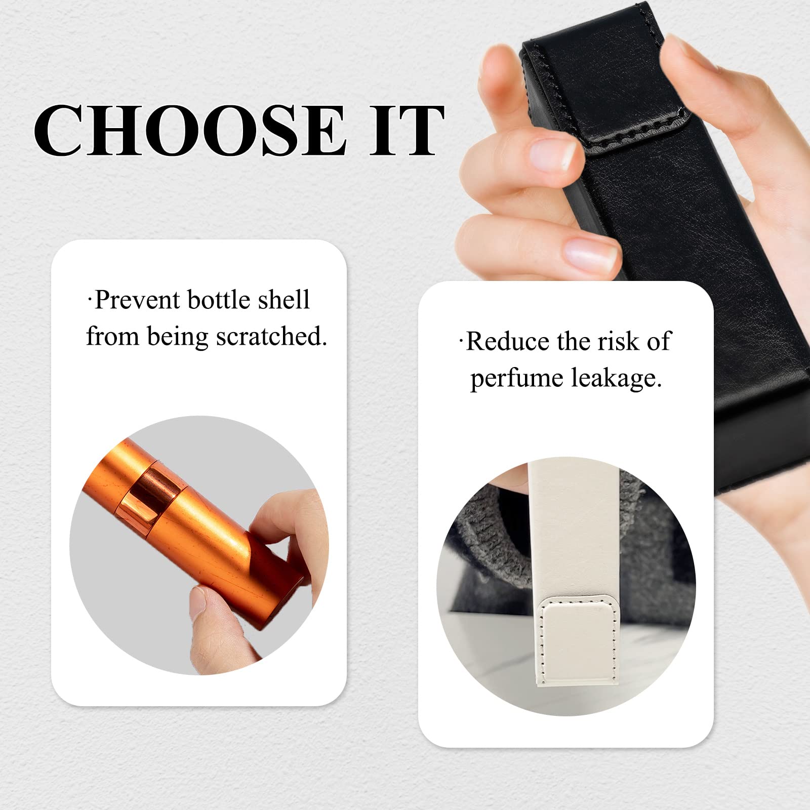 LISAPACK Perfume Atomizer Holder For Travel, Lipstick Holder For Purse, Portable Lipstick Case (Black)