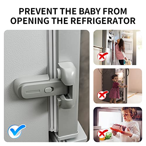 Updated Home Refrigerator Lock for Kids, Child Proof Fridge Freezer Door Lock Apply to Max 1"(25mm) Sealing Strip Easy to Install and Use 3M Adhesive No Tools Need or Drill
