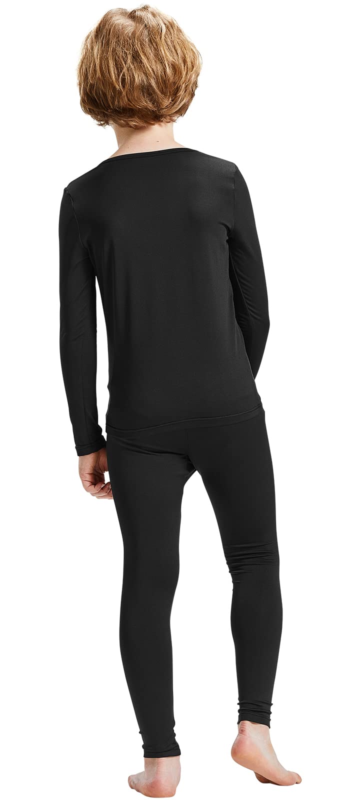 MRIGNT Thermal Underwear for Boys, Thermal Long Johns Set with Shirt & Pants, Fleece Lined Base Layer/Leggings/Bottoms Ski/Cooler Weather Black