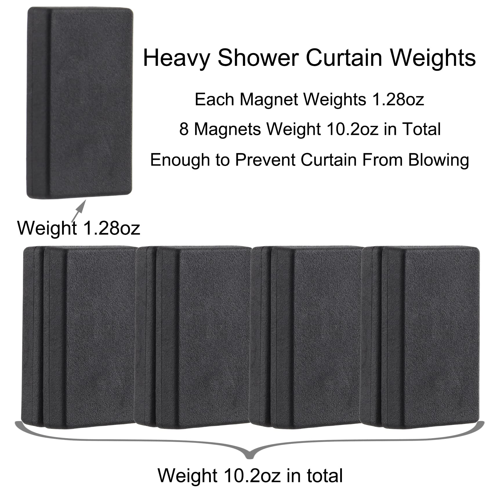 Magnetic Outdoor Curtain Weights, Rubber Covered Heavy Duty Magnet Weights, Prevent Curtain Liner from Blowing, Work for Drapery, Tablecloth, Flag, Dog Door Flap 4 Pair