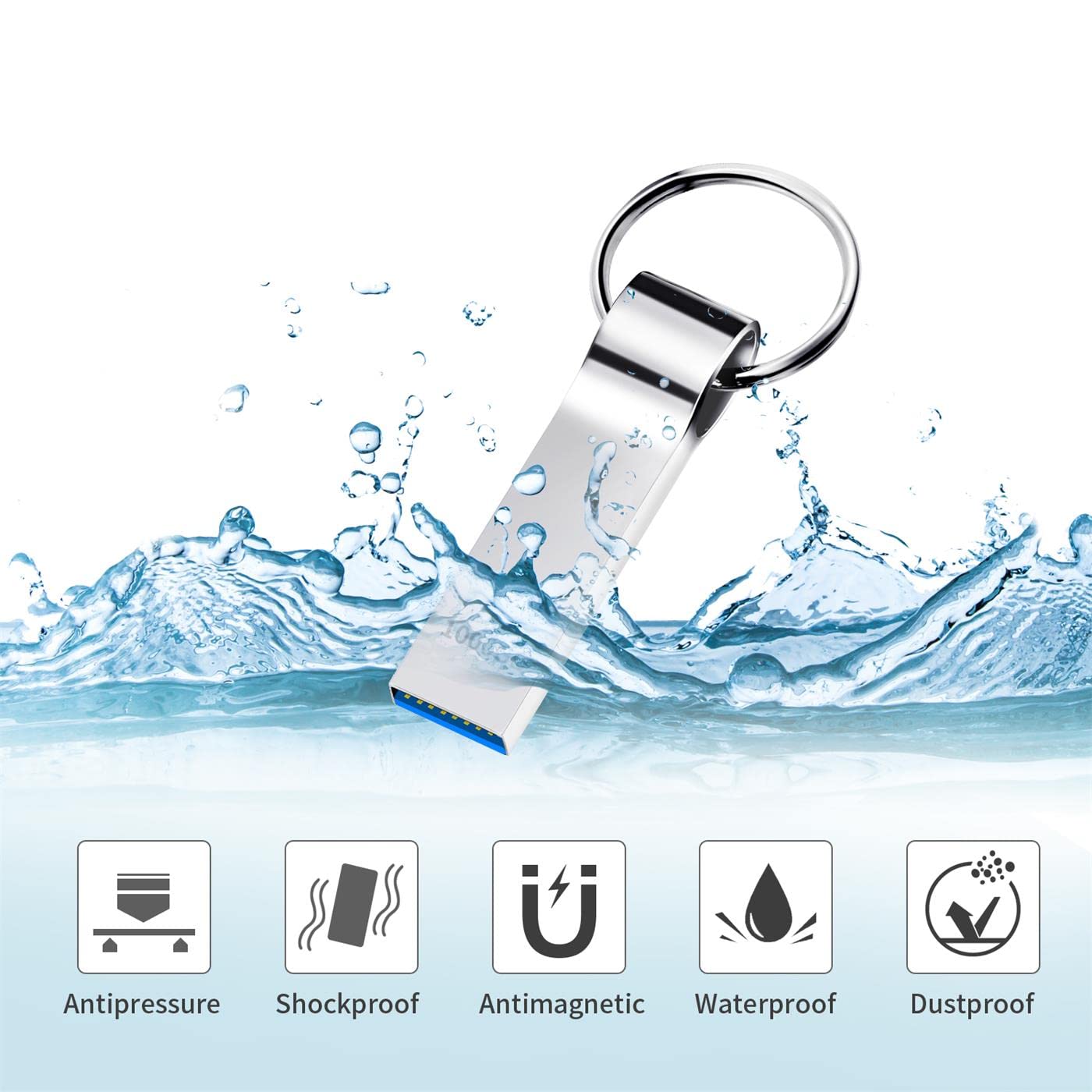 USB Flash Drive 1TB Memory Stick Metal High Speed USB 3.0 Flash Drive Waterproof USB Drive Huge Capacity Thumb Drive Portable USB Stick for Computer/Tablet/Laptop, with Keychain (1000gb)