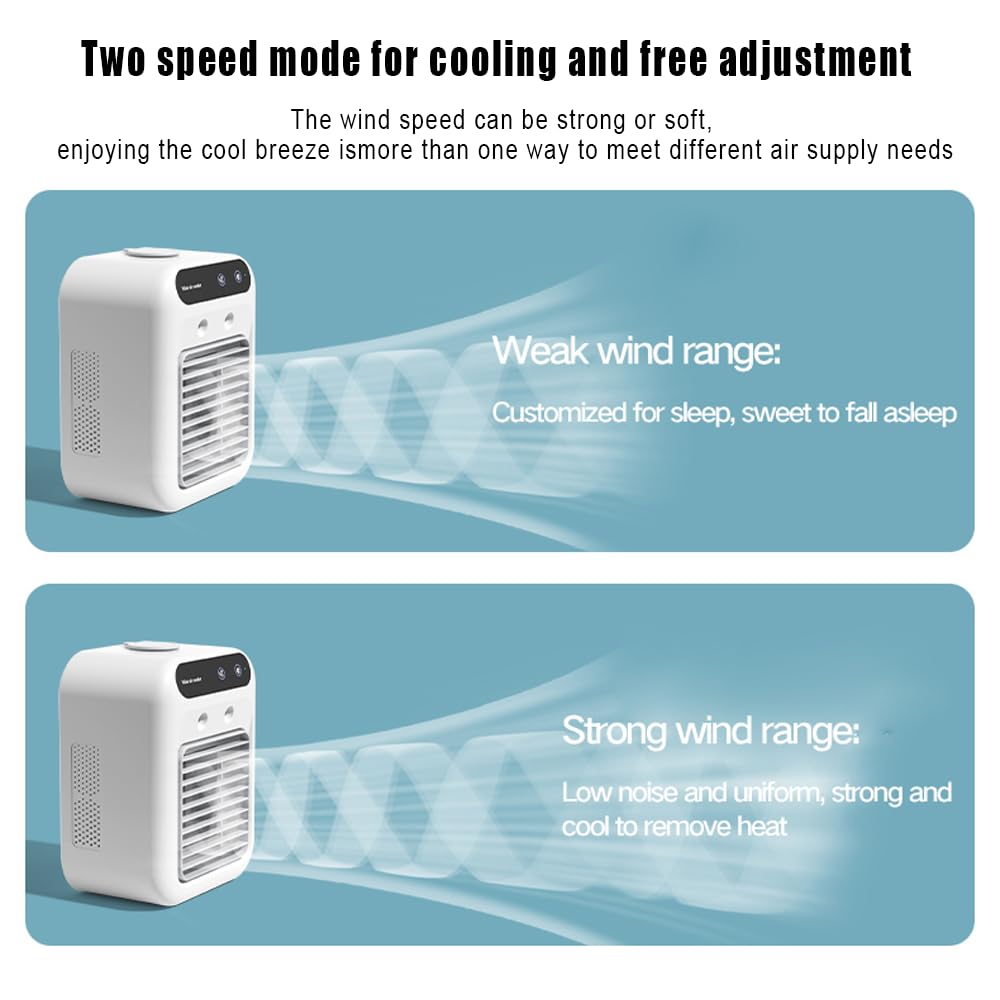 TEDATATA Desk Fan with Cold Water Tank, Mini Spray Air Conditioning Fan, Desktop Cooling Fan, USB Rechargeable, Home Office Car Small Air Cooler (White)