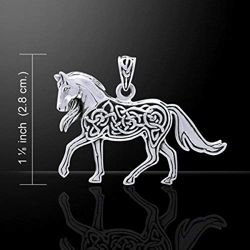 Jewelry Trends Large Celtic Knot Horse Equestrian Sterling Silver Pendant