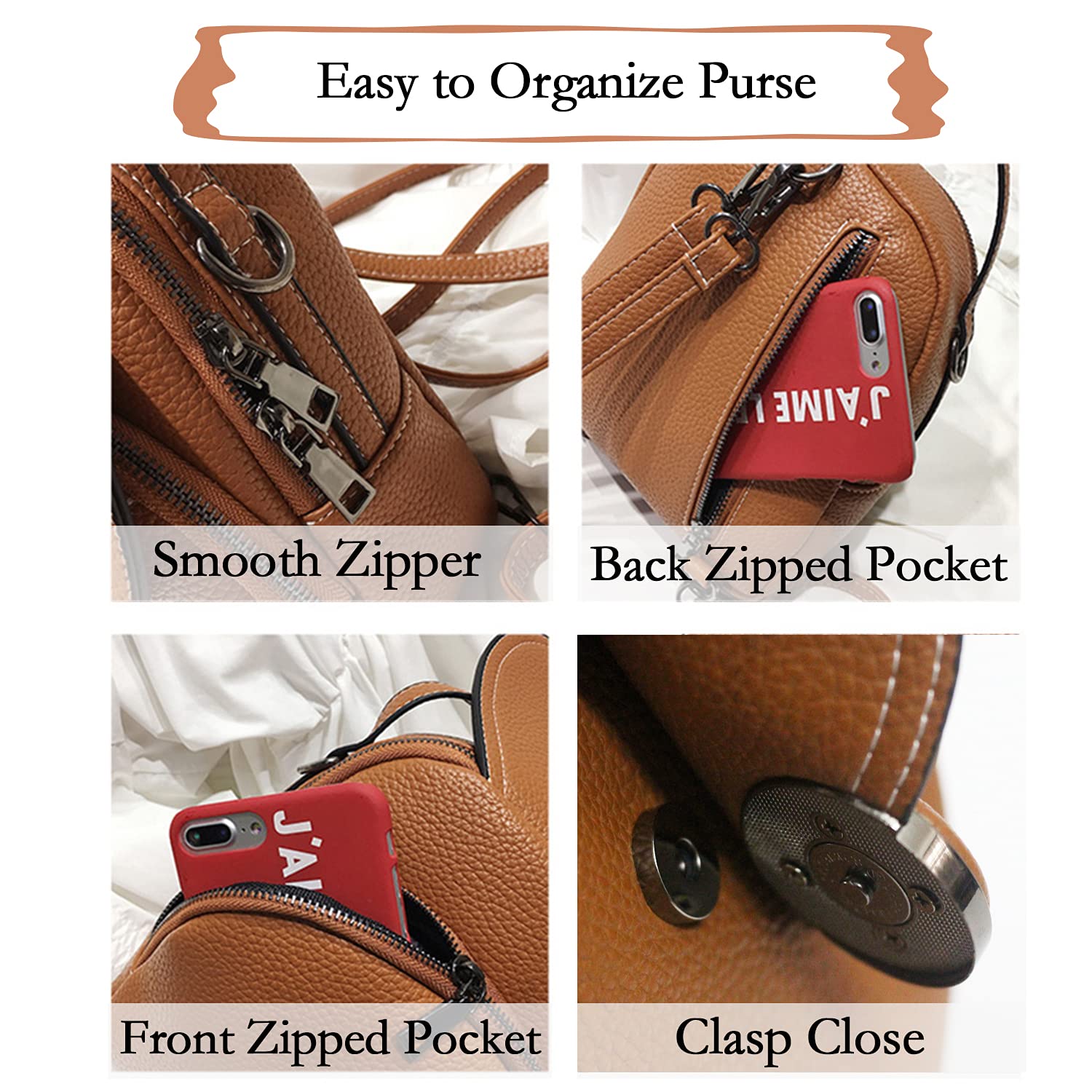 Mini Backpack Purse, SIXVONA Small Convertible Soft Faux Leather Backpack for Women Ladies, Brown