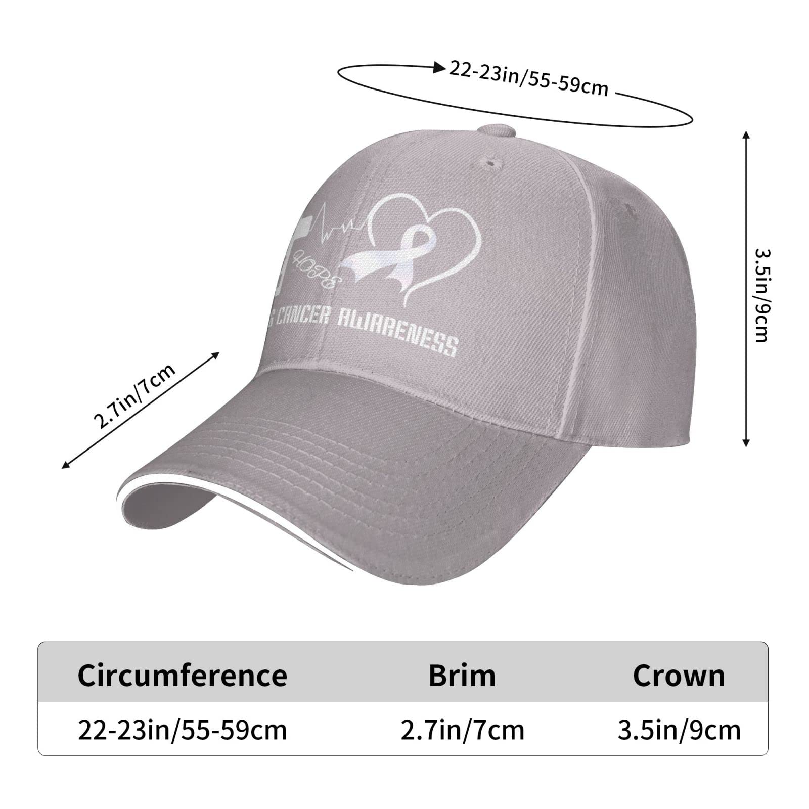 Relaxlama Lung Cancer Awareness Trucker Hat Baseball Cap Adjustable Washed Dad Hat for Men Women Gray