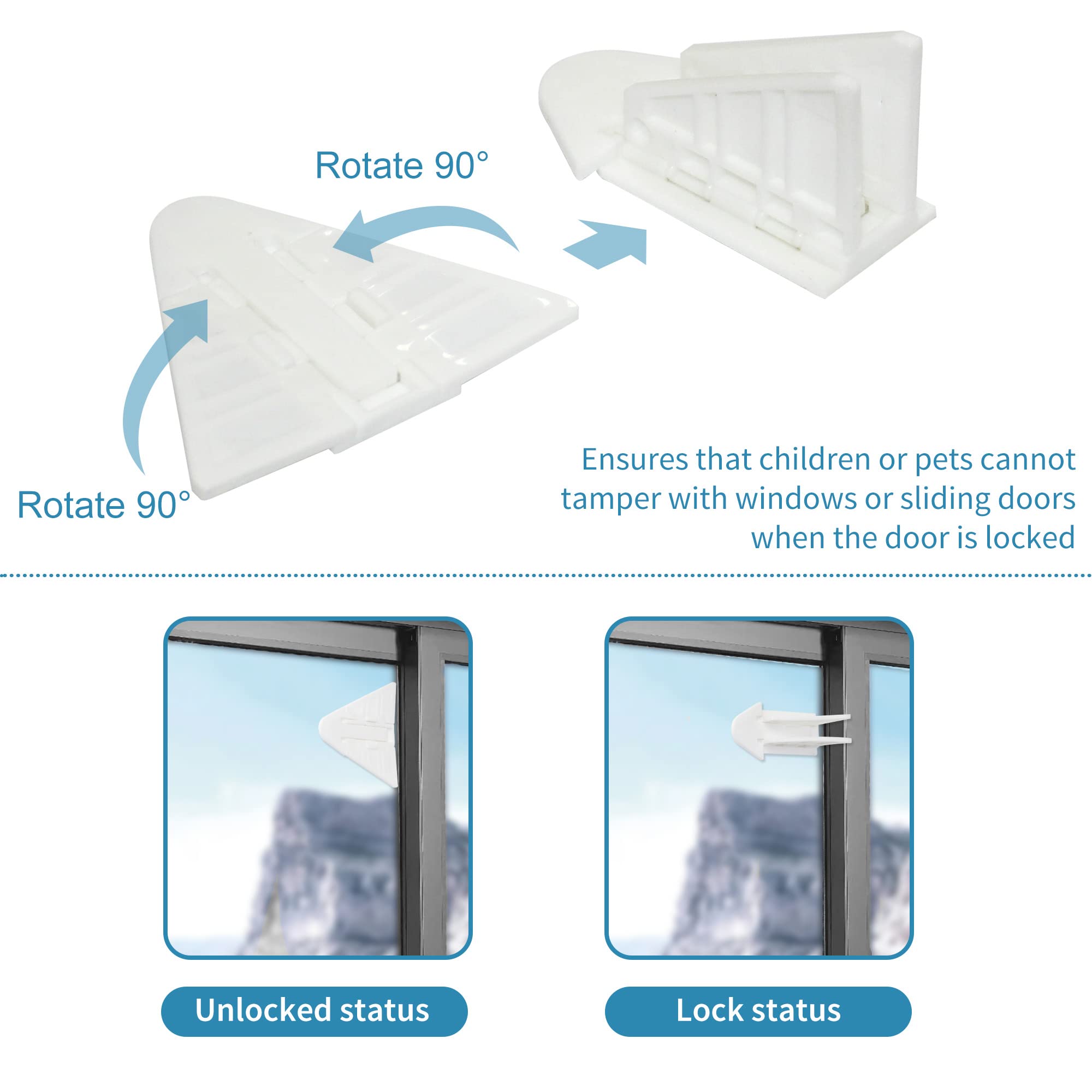 Window Safety Lock Sliding Door Glass Lock Child Baby Safety Cabinet Lock Easy to Push Adhensive No Need Driling