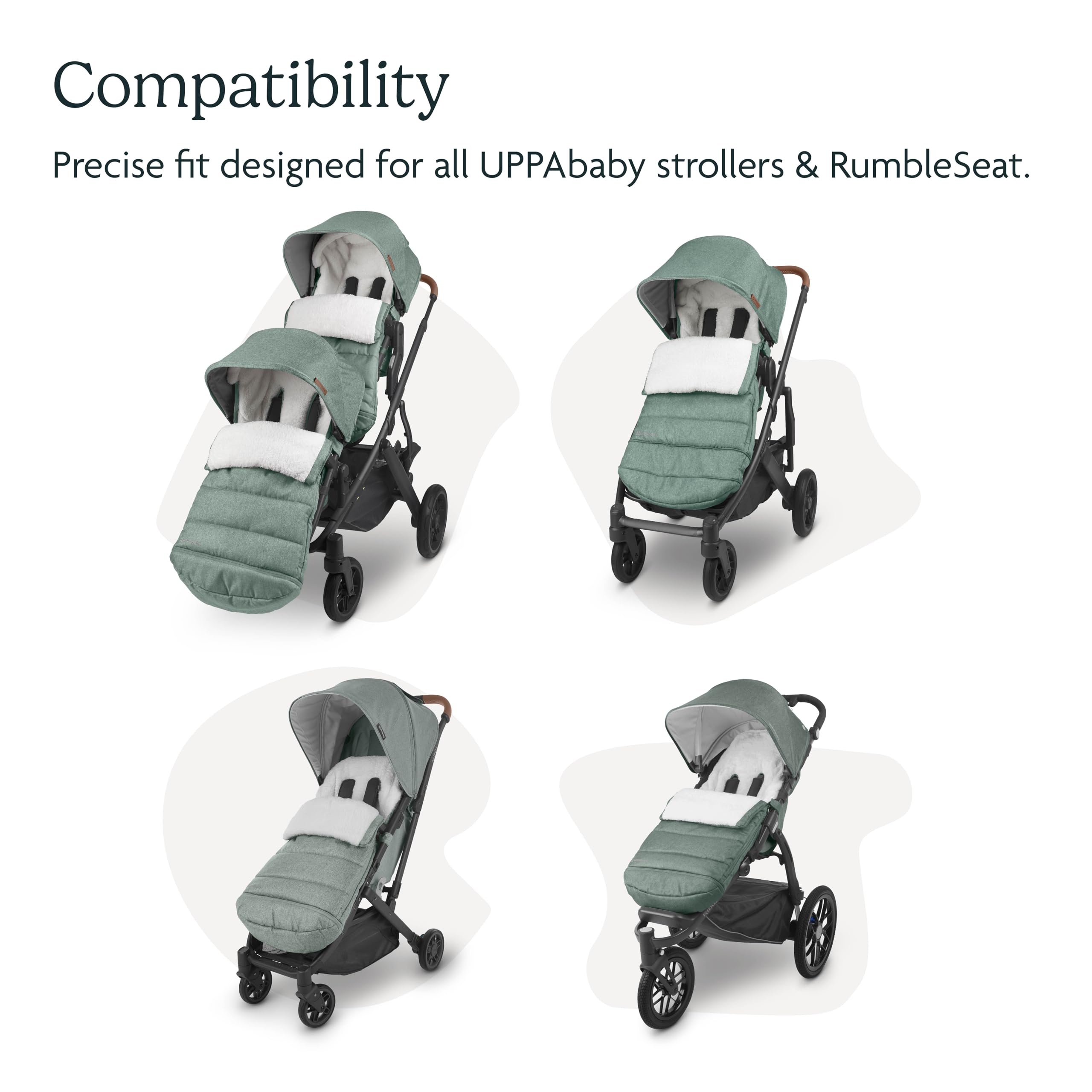 UPPAbaby CozyGanoosh Footmuff/Easily Attaches to UPPAbaby Strollers + RumbleSeat/Ultra-Plush, Weather-Proof/Anthony (White and Grey Chenille)