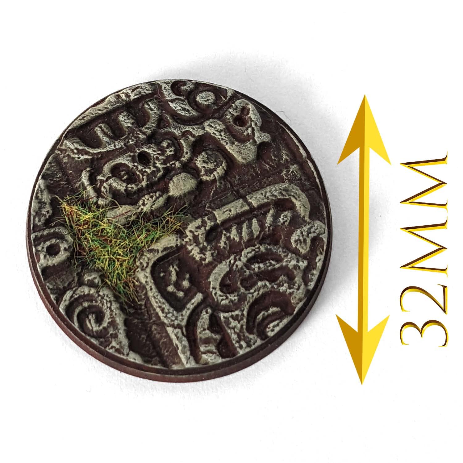 Stonehaven Miniatures 5PK - Ancient Temple Bases, 32mm Diameter - Designed for 28mm Scale Tabletop War Game Miniatures - Resin, Grey