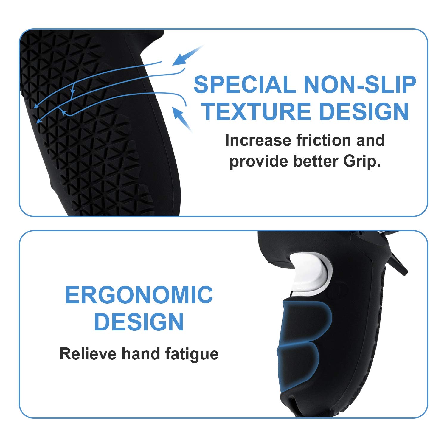 Mcbazel 1 Pair Controller Grip Cover for Oculus Quest 2, Anti-Slip and Anti-Fall Silicone Grip Protective Cover Case with Hand Strap for Oculus Quest 2 Controller - Black