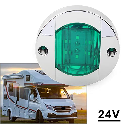 Yuejing Auto LED Lights Multi-Functional Side Marker Light Clearance Lamps 6 LED for Truck Trailer Pickup SUV Caravan Boat, Green Lens 24V